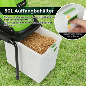 Costway 2800 W elektrický drtič s 50 L sběrná nádoba štěpkovač