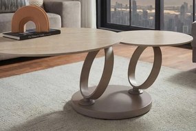 Designový konferenční stolek Danyale 80-134 cm travertin / šampaňský