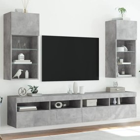 TV skříňky s LED osvětlením 2 ks betonově šedé 40,5x30x90 cm