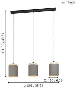 Eglo 99446 - Lustr na lanku ALBARIZA 3xE27/40W/230V