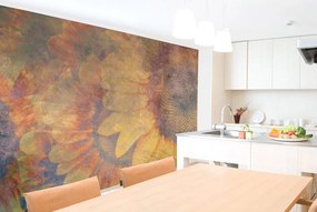 DIMEX | Samolepicí vliesová fototapeta na zeď Abstrakt slunečnice MA-5-0383 | 375 x 250 cm | žlutá, oranžová