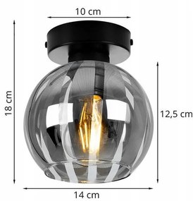 Stropní svítidlo Eliza, 1x skleněné stínítko se vzorem