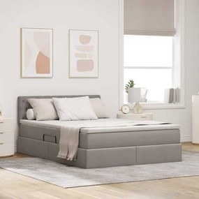 Postel s úložným prostorem a matrací Taupe 140 x 200 cm Samet 3370578