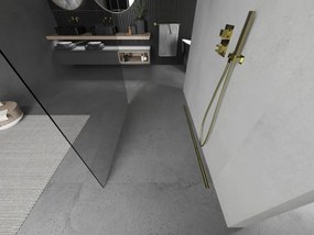Mexen Kioto, sprchová zástěna Walk-In 125 x 200 cm, 8mm čiré sklo, zlatý lesklý profil, 800-125-002-50-00