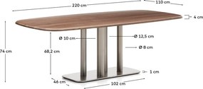Jídelní stůl v dekoru ořechu 110x220 cm Melvar – Kave Home