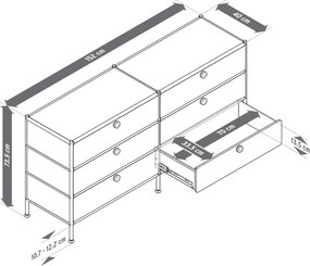 Tchibo - Kovová komoda »Cn3« se 6 zásuvkami - barva: černá