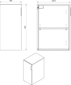 Sapho Sapho, CIRASA skříňka spodní dvířková 30x64x46cm, pravá/levá, dub alabama, CR301-2222