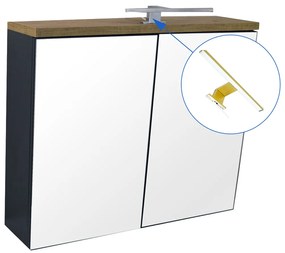 Comodo Zrcadlová skříňka Orion L 80 ZS LED-G s osvětlením Any LED 30 G, zlatá