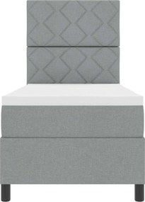 Postel s boxspringem s čelo Světle šedá 80 x 200 cm textil 3339420