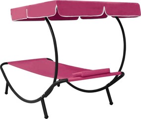 vidaXL Zahradní postel s baldachýnem a polštářem [313536] Barva: Růžová