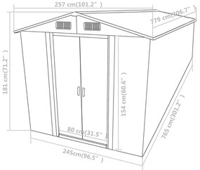 vidaXL Marketos Zahradní domek hnědý 257 x 779 x 181 cm pozinkovaná ocel