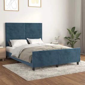 Rám postele bez matrace tmavě modrý 140x190 cm samet 3125816