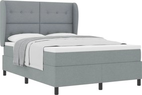 Postel s boxspringem s čelo Světle šedá 140 x 190 cm textil 3340557