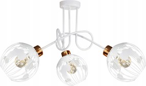 Elegantní Závěsné stropní svítidlo s lustrem Edison Globus 3 bílá měděná