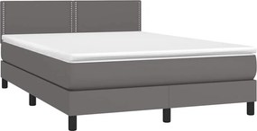 Box spring postel s matrací a LED šedá 140x190 cm umělá kůže 3134163