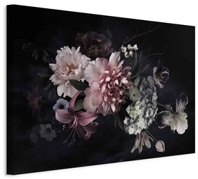 Obraz XXL Holandská kytice - kompozice s květinami na černém pozadí