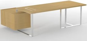 NARBUTAS - Kancelářský stůl PLANA 204x150x75 cm s fixním kontejnerem na pravé straně