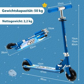 Costway Dětská koloběžka na 2 kolech se stojanem na blikající kola a hračkou