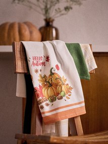 Sinsay - Bavlněné kuchyňské utěrky s podzimním motivem 3 pack - vícebarevná