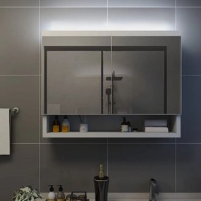 Petromila LED koupelnová zrcadlová skříňka bílá 80 x 15 x 60 cm MDF