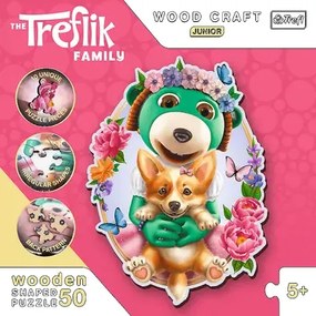 Trefl Wood Craft Junior - Puzzle - Šťastní treflíci / 50 dílků / 28.3