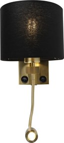 Chytrá nástěnná lampa zlatá s USB a černým stínítkem vč. WiFi A60 - Brescia