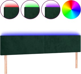 Čelo postele s LED tmavě zelené 160x5x78/88 cm samet 3121389