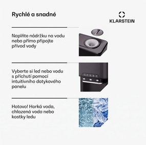 Klarstein Aqueous výrobník ledu 3 v 1: kostky ledu, dávkovač vody: horká a studená, 20 kg/24h