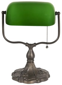 Zelená bankovní lampa tiffany Steven – 27x20x36 cm