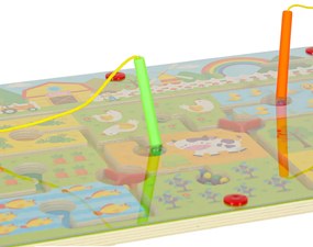 Creative Corner Magnetické bludiště dřevěná stolní hra pro putovní farmu 2 hráči