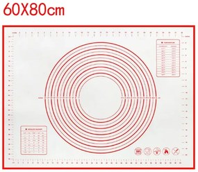Silikonová kuchyňská podložka s měřítkem - nepřilnavá (v 8 velikostech) Barva: Červená, Velikost: 80x60 cm