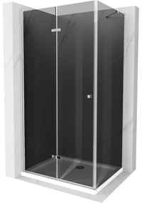 Mexen Lima skládací sprchový kout 100 x 80 cm, Grafitově černá, Chromovaná + sprchová vanička Flat, Bílá - 856-100-080-01-40-401