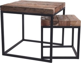 H&S Collection 2dílná sada odkládacích stolků teakové dřevo [436202]