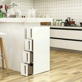 Plastový kuchyňský organizér se 4 zásuvkami 45x17x83 cm, bílý-hnědý