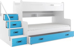 Falco Patrová postel Maty NEW s úložným prosotrem, bílá/modrá