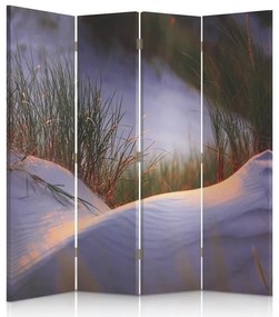 Ozdobný paraván Duny Tráva Moře - 145x170 cm, čtyřdílný, klasický paraván