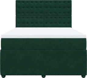 Box spring postel s matrací tmavě zelená 140x200 cm samet 3294673