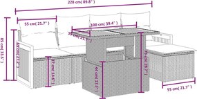 6dílná zahradní sedací souprava s poduškami šedá polyratan 3273937