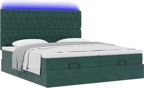 Osmanský rám postele s matrací tmavě zelená 200x200cm samet 3314648