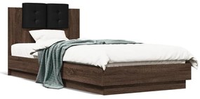 Rám postele s čelem hnědý dub 90 x 200 cm kompozitní dřevo,  3209946