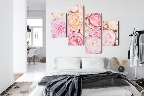 Vícedílný obraz Kvetoucí Květiny V Pastelových Barvách Nedostatek Nedostatek Přírodní plátno 160x100
