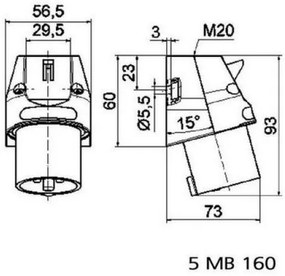 Přívodka nástěnná Bals 240 16A/3p 230V IP44