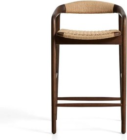 Hnědá barová židle s područkami z dubového dřeva (výška sedáku 65 cm) Derile – Kave Home