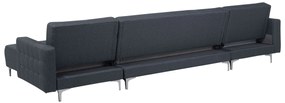 Tmavě šedá čalouněná rozkládací sedací souprava tvaru U s taburetem ABERDEEN Beliani