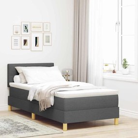 Postel s boxspringem s polštářem Tmavě šedá 100 x 200 cm textil 3338896