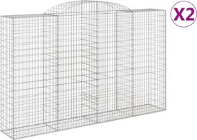 Klenuté gabionové koše 2 ks 300x50x180/200cm pozinkované železo 3146773
