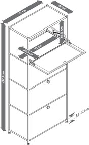 Tchibo - Kovová vysoká skříňka CN3 se 4 výklopnými dvířky - barva: šedá