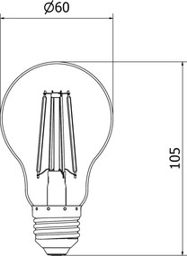 Mexen Vintis, LED filamentová žárovka E27, A60, 8 W, teplá bílá 2200K, čirá, L150-E27-0822-00