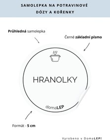 Samolepka na kořenky HRANOLKY průhledná 5 cm základní písmo