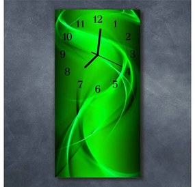 Nástěnné hodiny obrazové na skle - Abstrakt zelený II